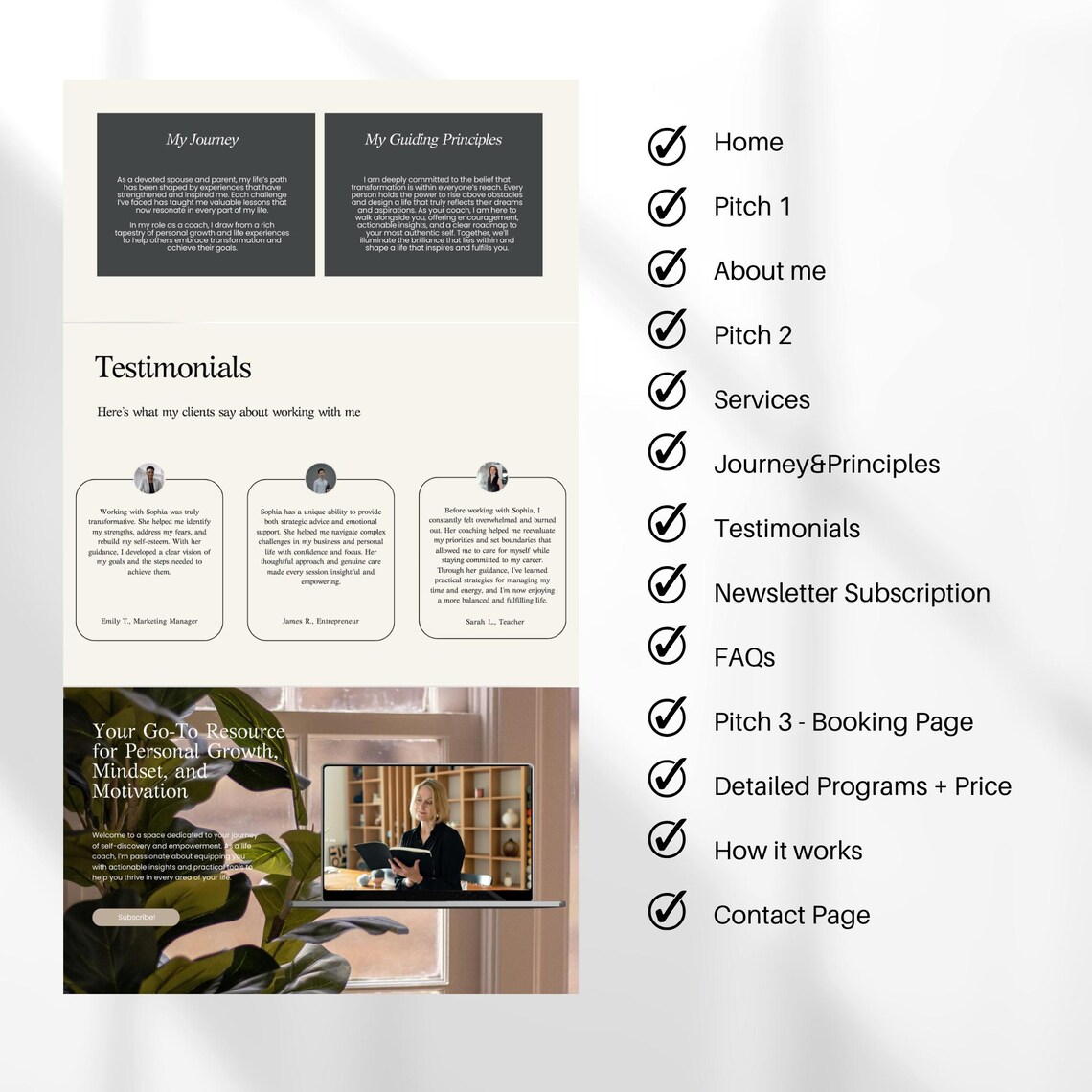 Canva Website Template for Life Coach Coaching Template Therapist Web ...