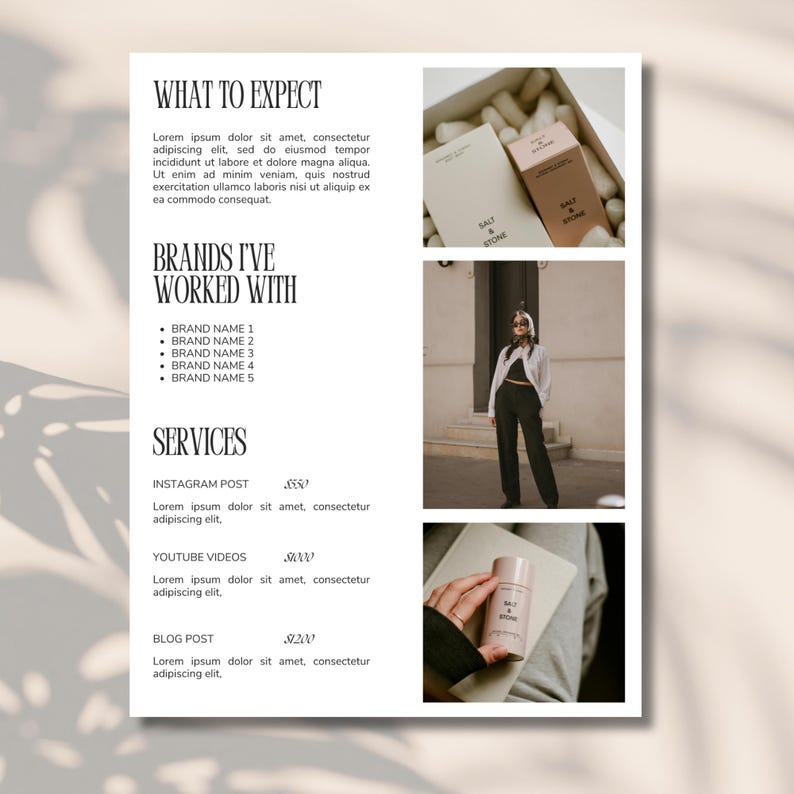 Media Kit Canva Template| Instagram Media Kit| Influencer Rate Sheet ...