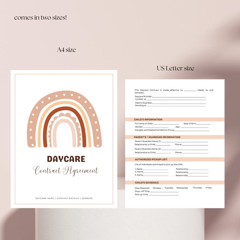 Editable Daycare Contract, Home Daycare Contract, Daycare Agreement ...