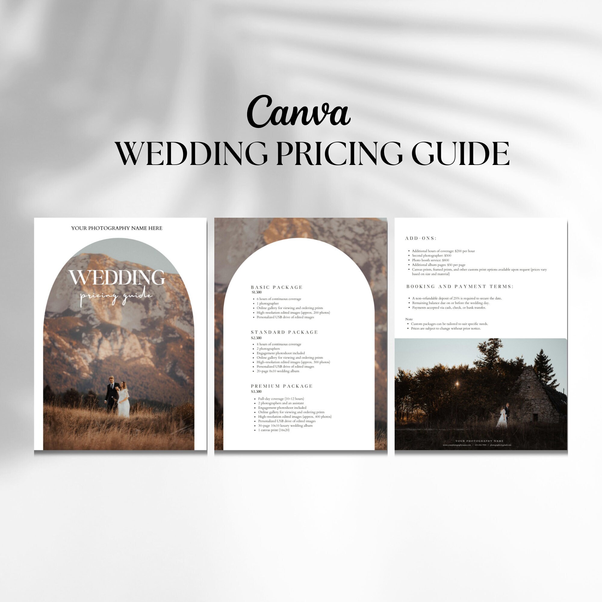 Wedding Photography Pricing Guide Template | Wedding Pricing Guide List ...