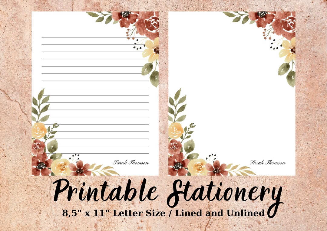 Printable Writing Paper Customized Printable Stationary - Etsy
