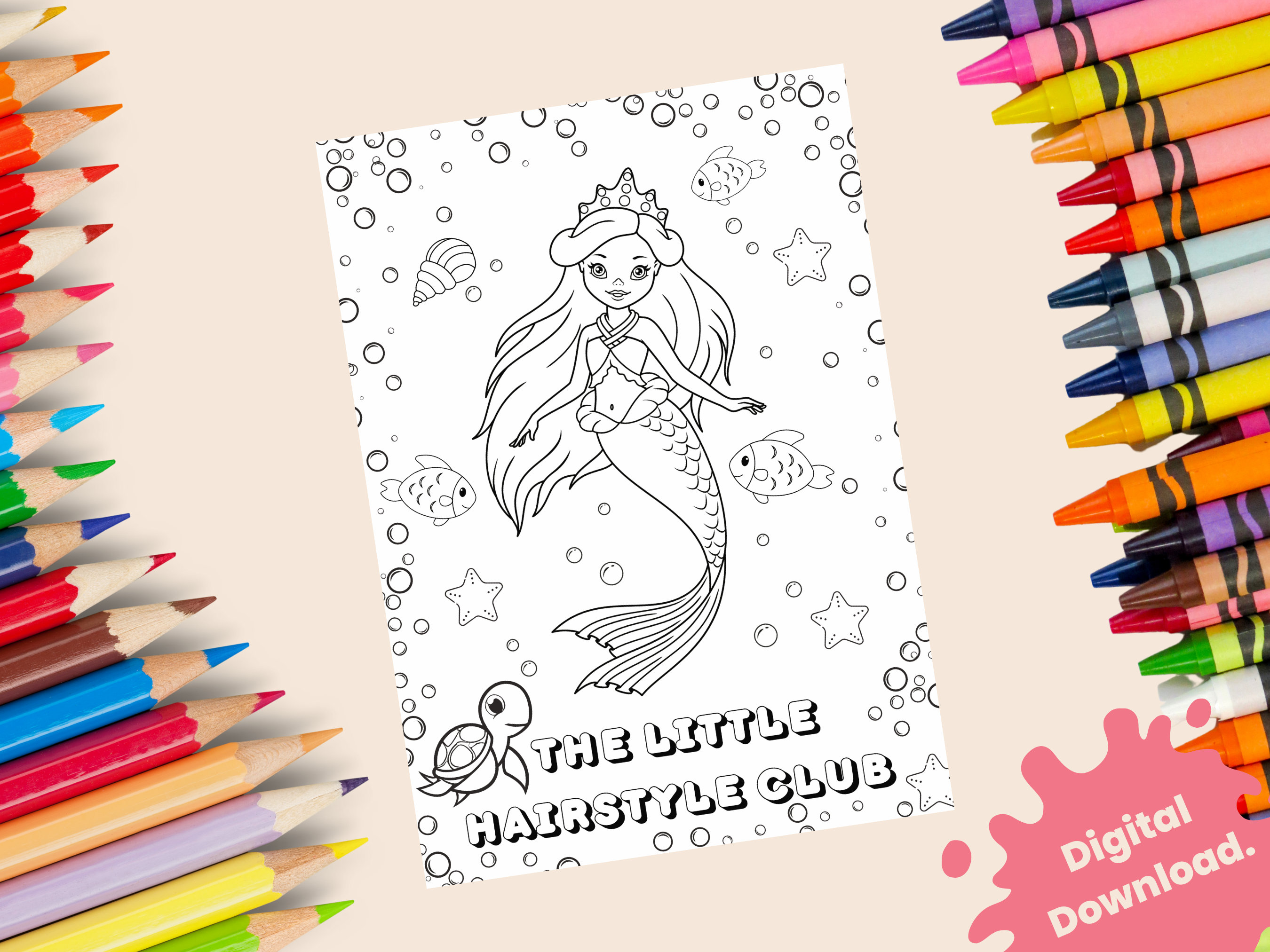 Mermaid Printable Colouring Sheet-mermaid Art-mermaid Colouring Sheet ...