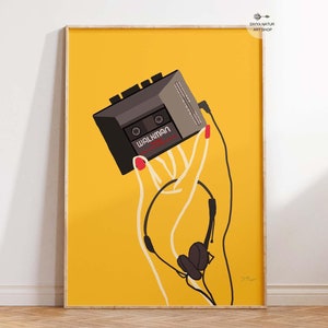 90s Walkman Nostalgia Art Print, Indian Art, Retro Music Player Wall ...