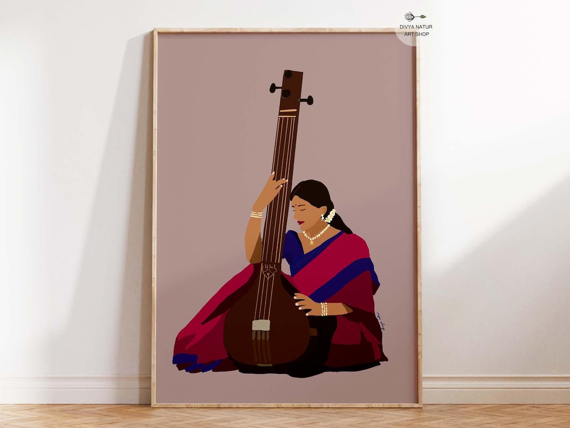 Tanpura Player Indian Woman Art Print: Indian Woman, Classical Music ...