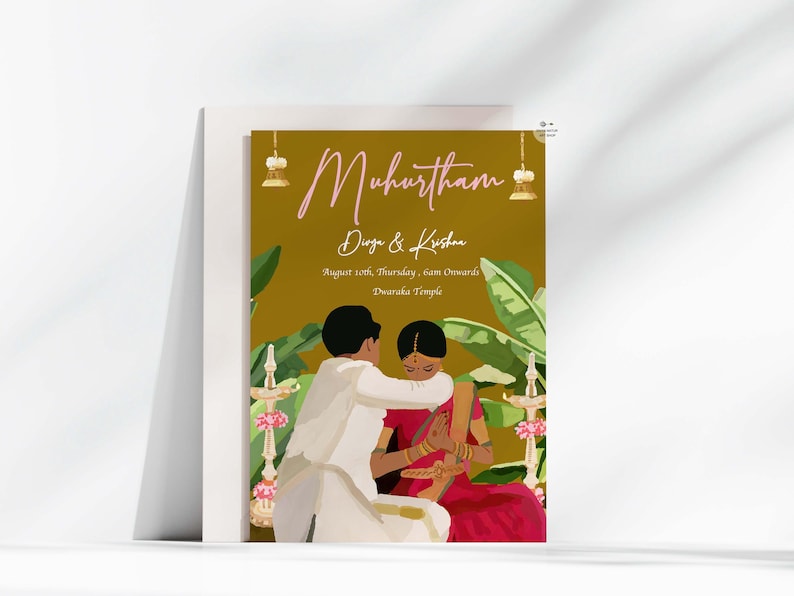 Custom Indian Muhurtham Wedding Invitation | South Indian Couple ...