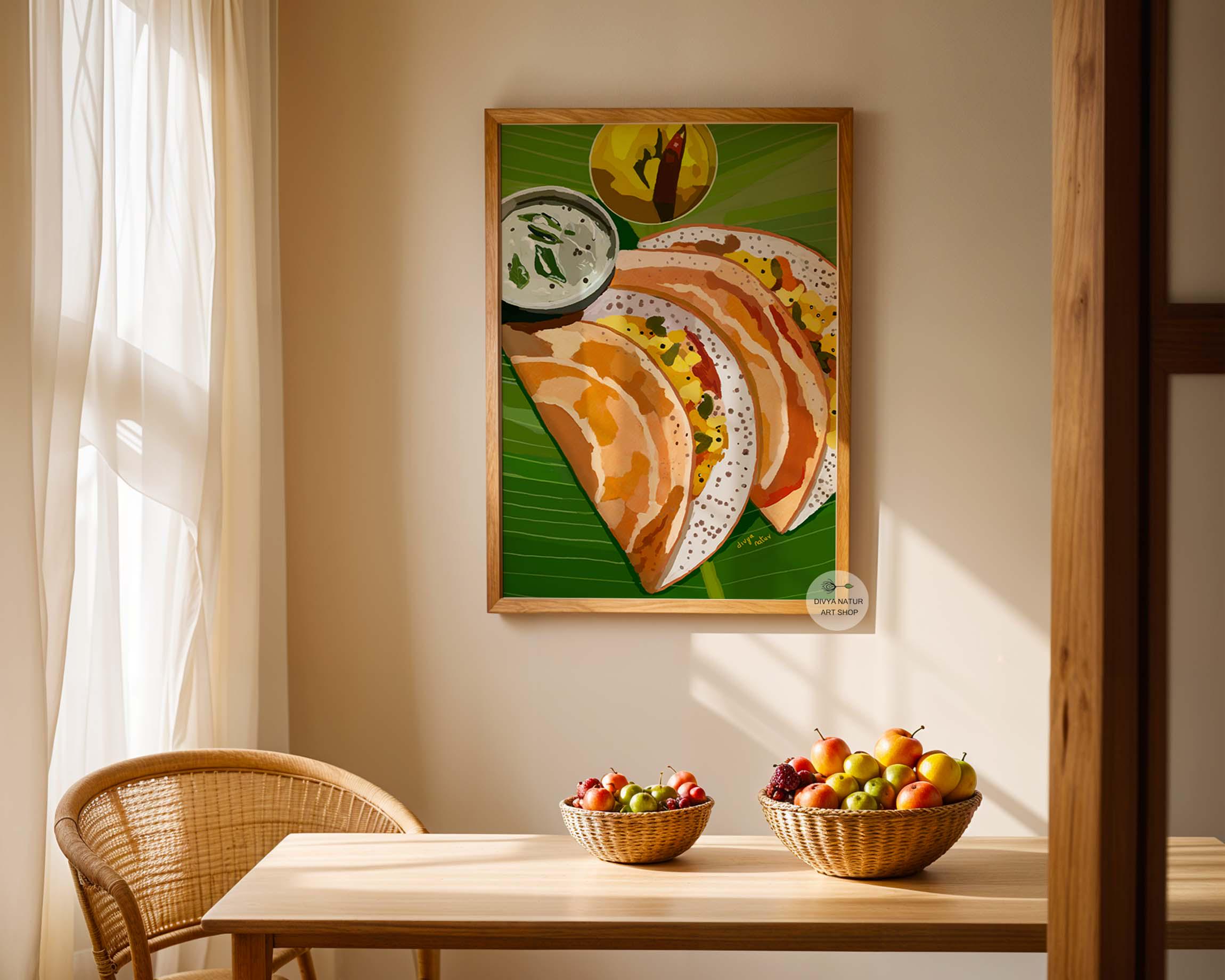 Masala Dosa Indian Kitchen Art Print, Instant Download, South Indian ...