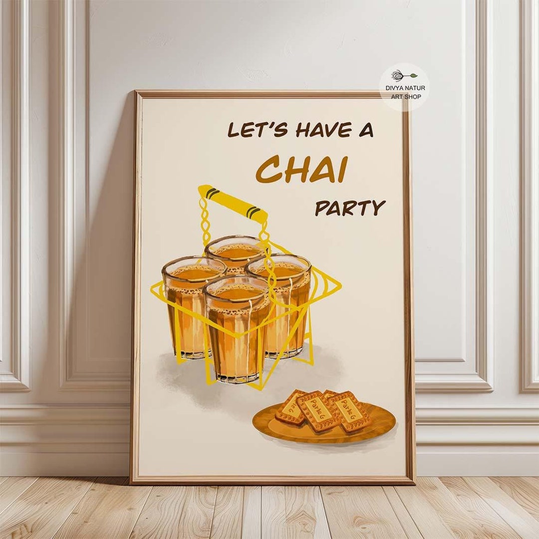 Indian Chai Painting Instant Download, Chai Party for 4, Lets Have Chai ...