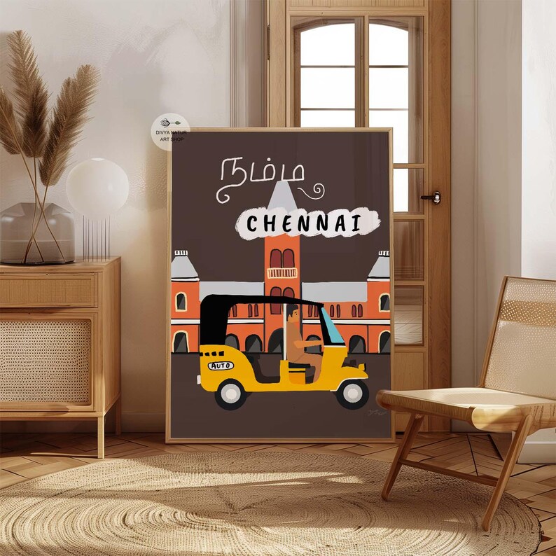 Chennai Auto Rickshaw Art Print, Indian Travel Poster (instant Download ...