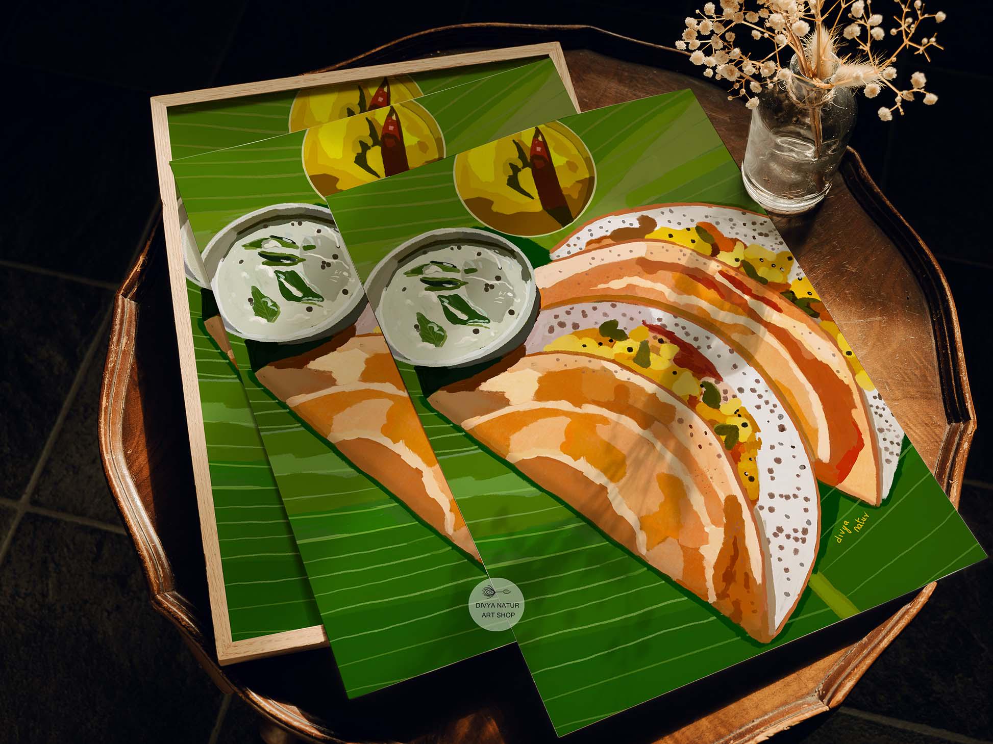 Masala Dosa Indian Kitchen Art Print, Instant Download, South Indian ...