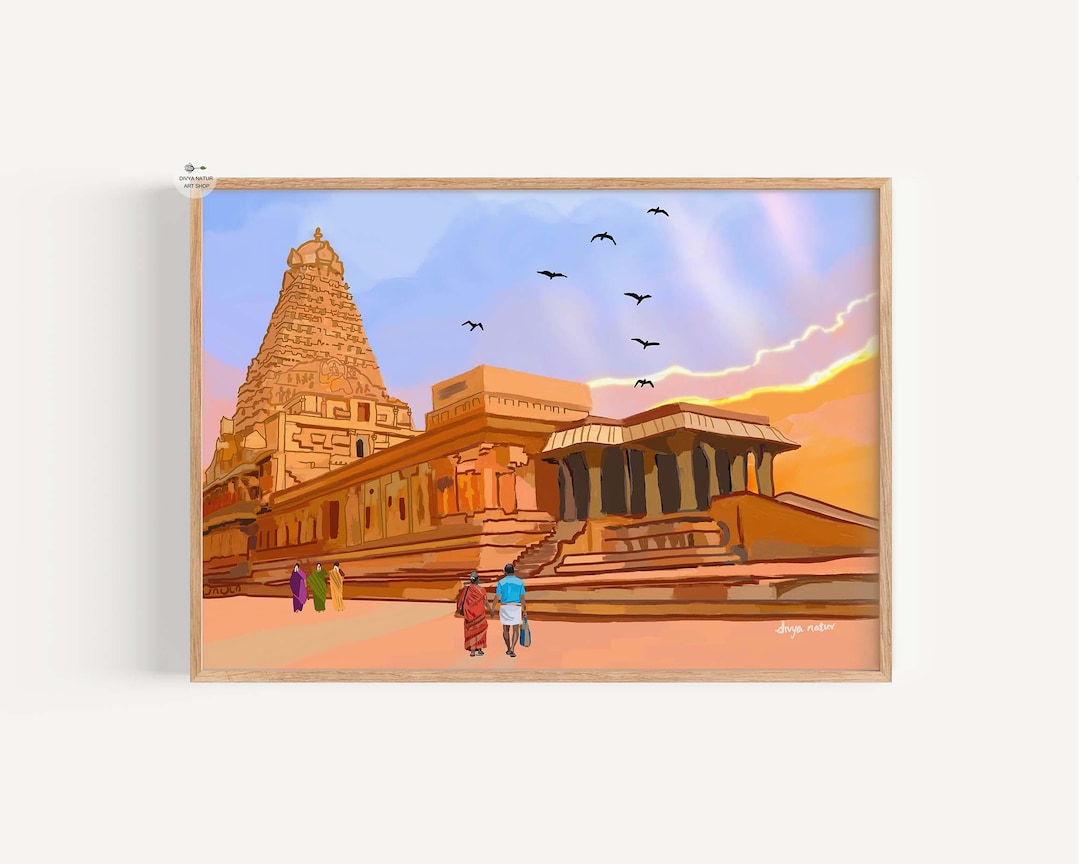 Tanjore Temple Art Print: PREMIUM Fine Art Print, South Indian ...