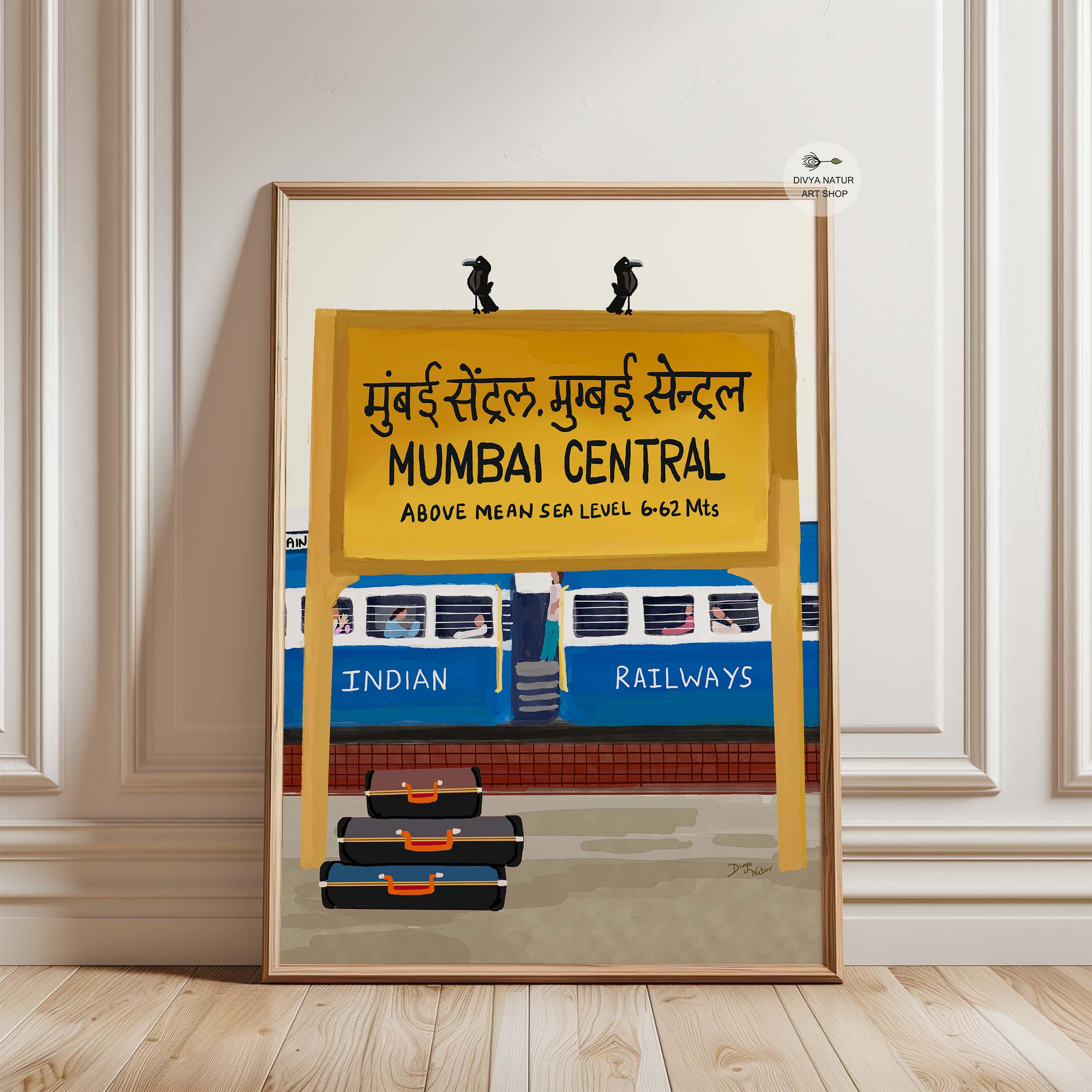 Mumbai Central Railway Art Print, Instant Download, Indian Travel ...