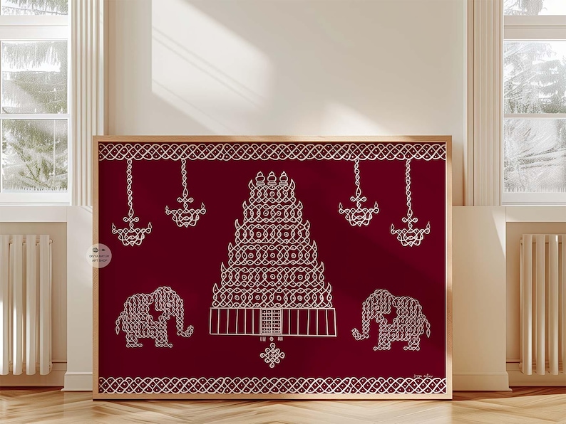 Rangoli Kolam Temple Art With Elephants , Digital Download, Indian ...