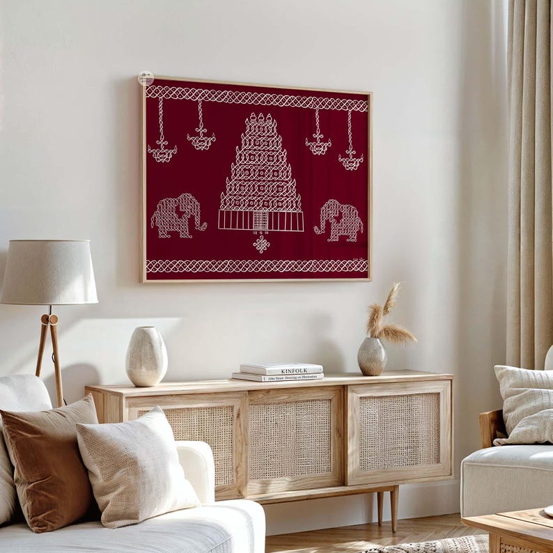Rangoli Kolam Temple Art With Elephants , Digital Download, Indian ...