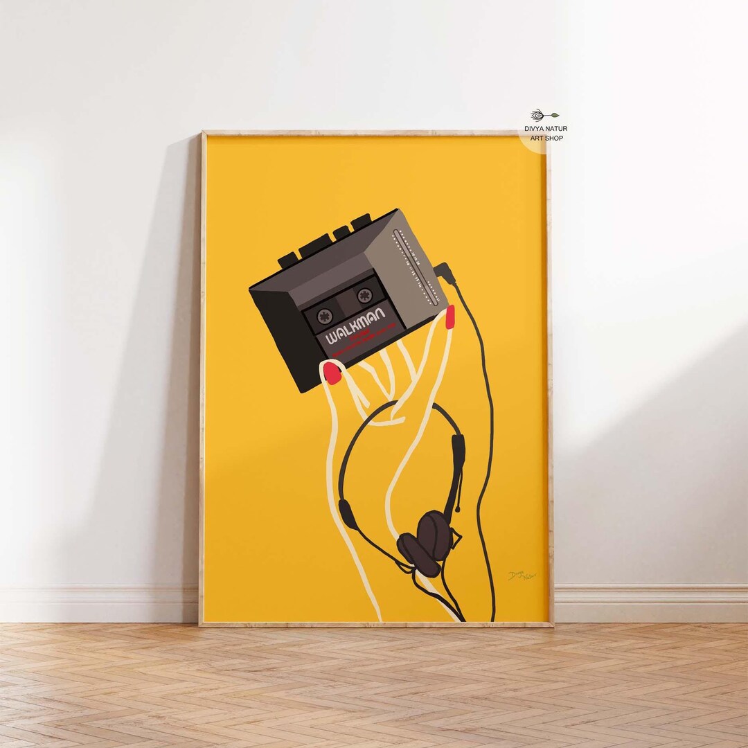90s Walkman Nostalgia Art Print, Indian Art, Retro Music Player Wall ...