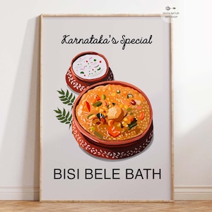 Bisi Bele Bath Art Print, Instant Download, Karnataka Food Art, Kannada ...