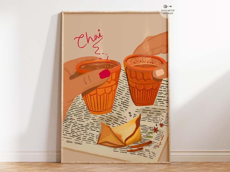 Chai and Samosa Indian Art Print: PREMIUM Fine Art Print, Indian ...