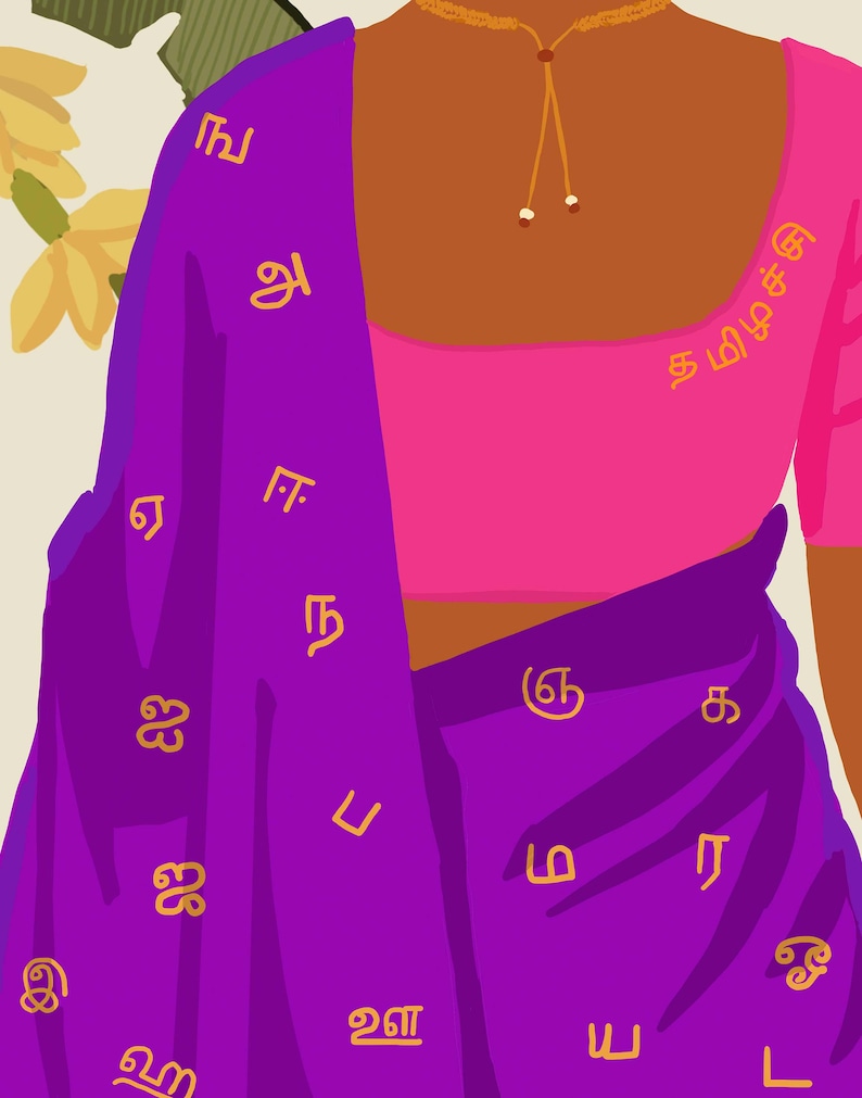 Tamil Woman Saree Art Print | South Indian Wall Decor (digital Download ...