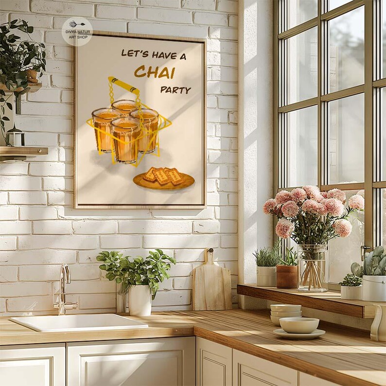 Indian Chai Painting Instant Download, Chai Party for 4, Lets Have Chai ...