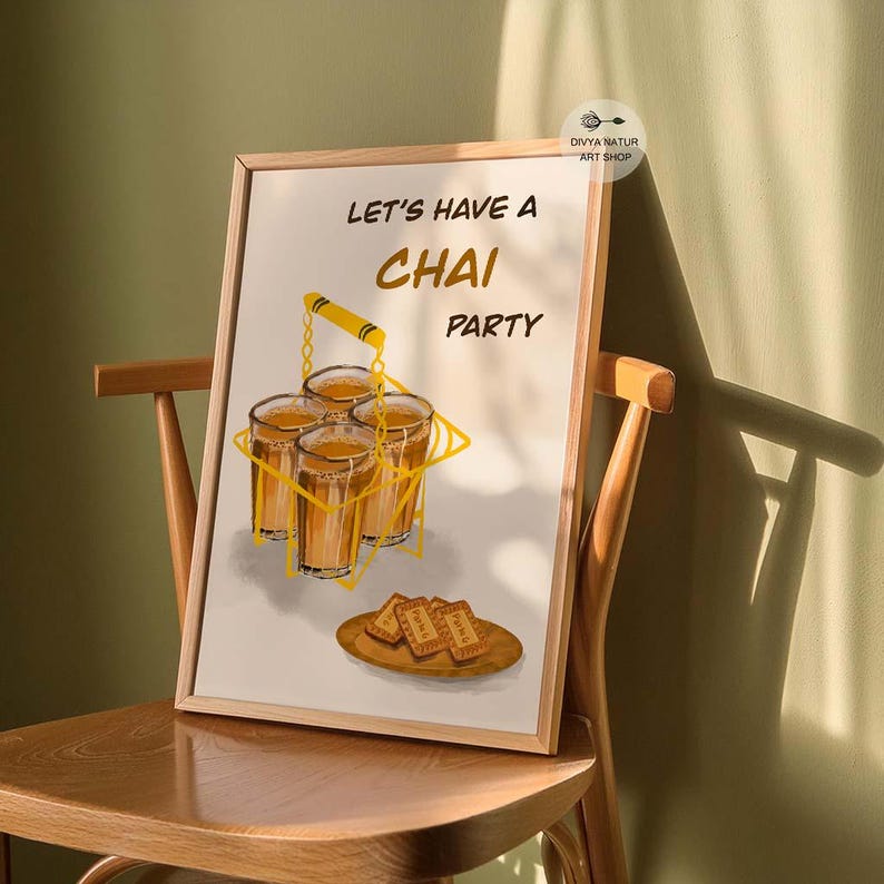 Indian Chai Painting Instant Download, Chai Party for 4, Lets Have Chai ...