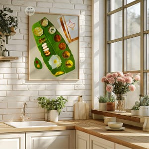 South Indian Food Art Print, Instant Download, Sadhya on Banana Leaf ...