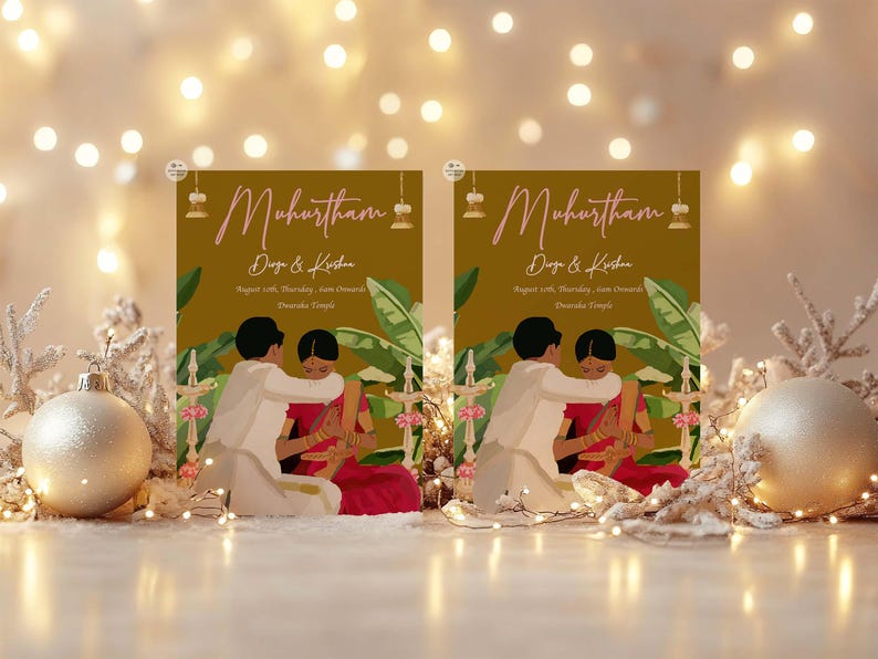Custom Indian Muhurtham Wedding Invitation | South Indian Couple ...