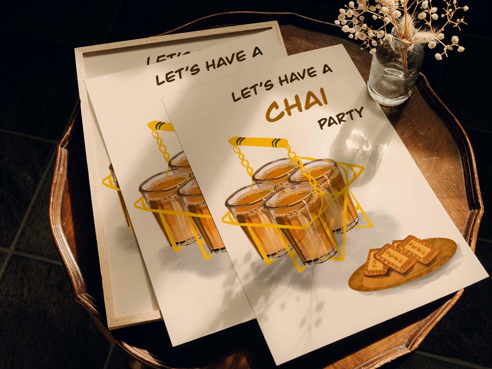 Indian Chai Painting Instant Download, Chai Party for 4, Lets Have Chai ...