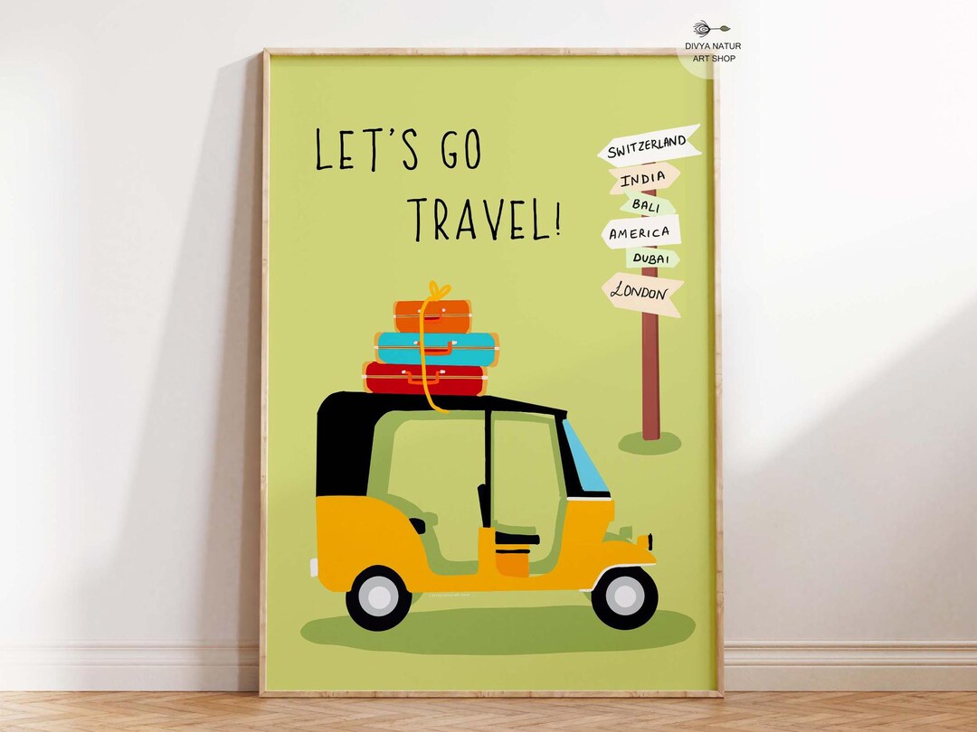 Auto Rickshaw Travel Poster: Whimsical Indian Tuk-tuk Art (instant ...