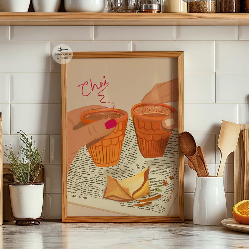 Chai Art Print: Indian Street Food, Clay Cups (instant Download) - Etsy