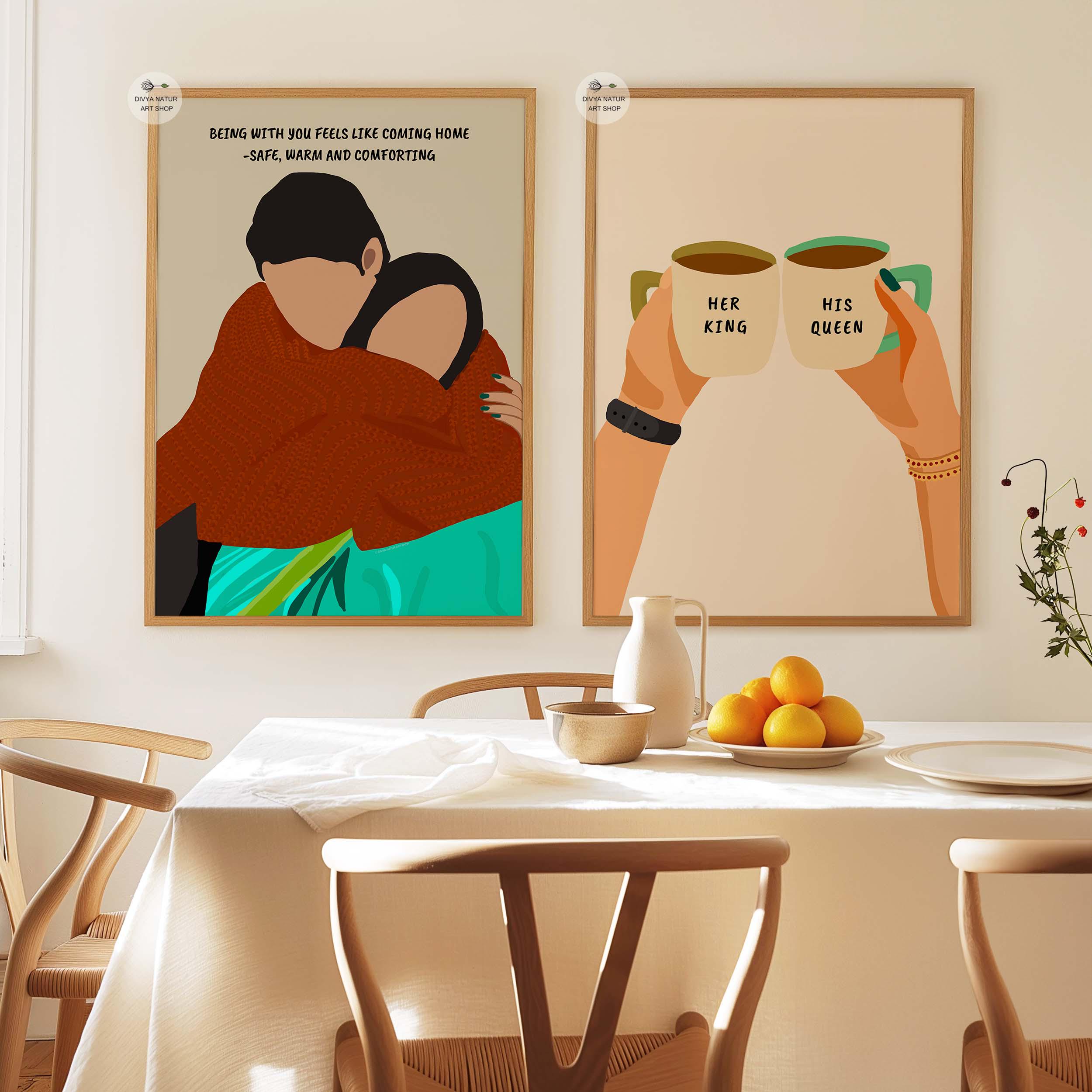 Romantic Indian Couple Art Prints: Love Quotes Set (digital Download ...