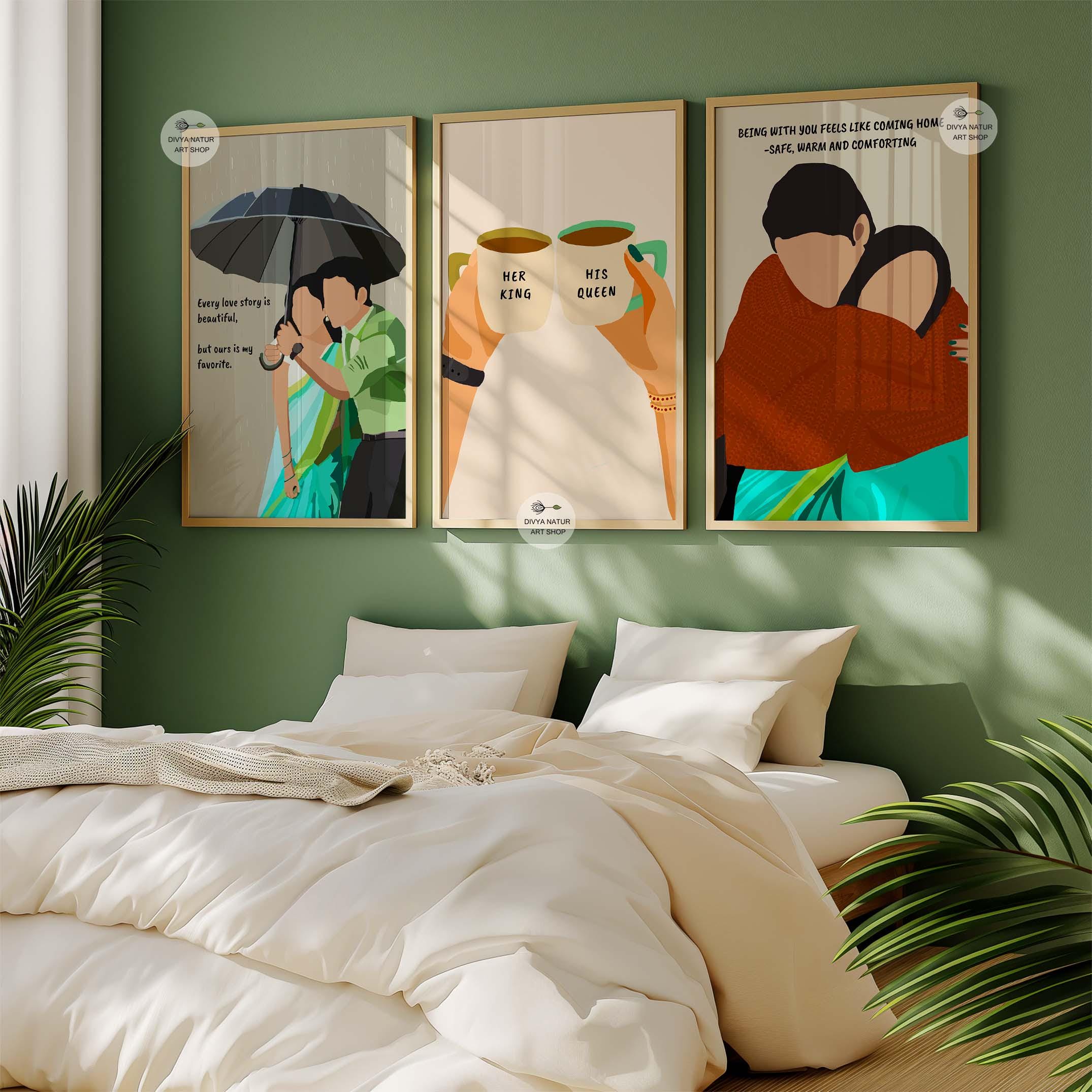 Romantic Indian Couple Art Prints: Love Quotes Set (digital Download ...