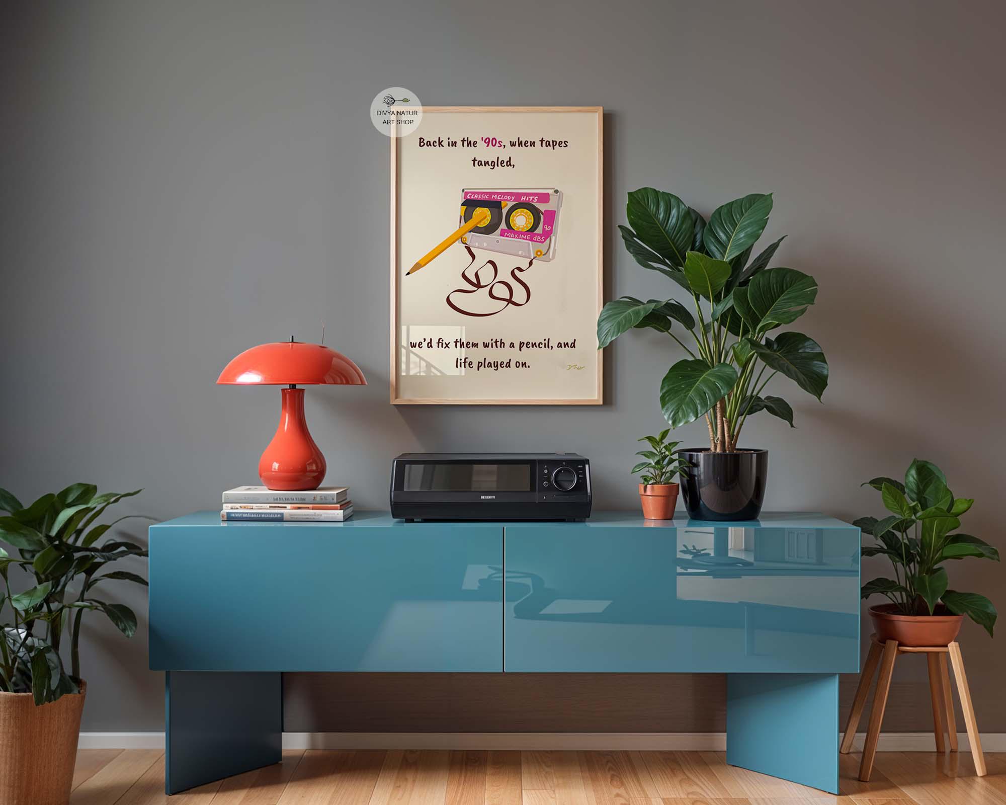 90s Cassette Nostalgia Art Print, PRINTABLES, Indian 90's Memories Art ...
