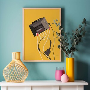 90s Walkman Nostalgia Art Print, Indian Art, Retro Music Player Wall ...