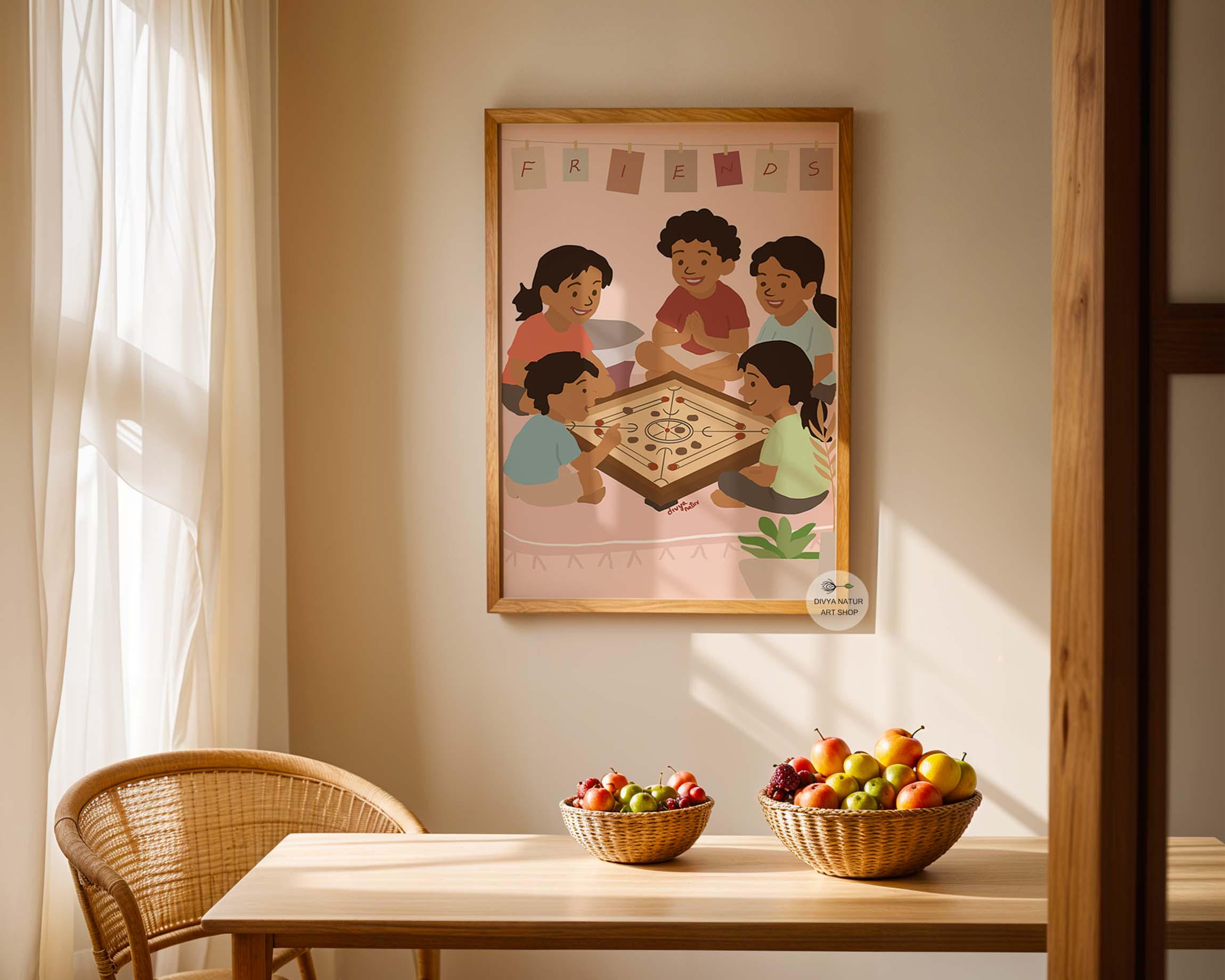 Carrom Game Art Print: Indian Childhood Nostalgia (instant Download) - Etsy