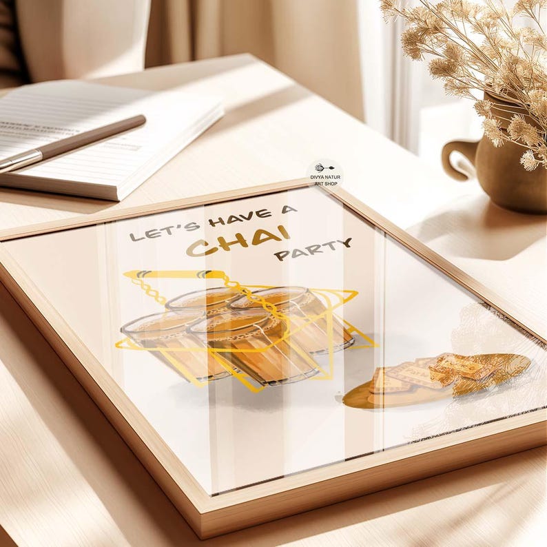 Indian Chai Painting Instant Download, Chai Party for 4, Lets Have Chai ...