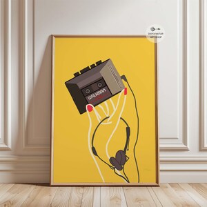 90s Walkman Nostalgia Art Print, Indian Art, Retro Music Player Wall ...