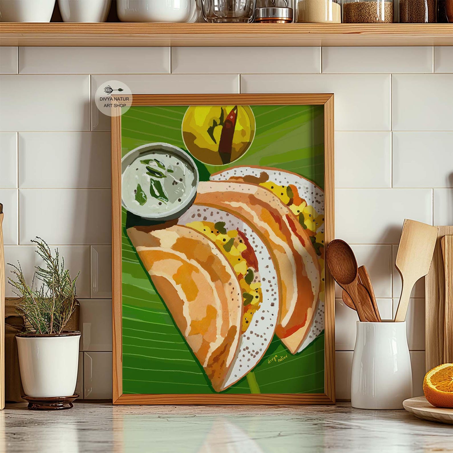 Masala Dosa Indian Kitchen Art Print, Instant Download, South Indian ...