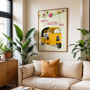 Vibrant Yellow Auto Rickshaw Art for Indian Home Decor, PRINTABLES ...