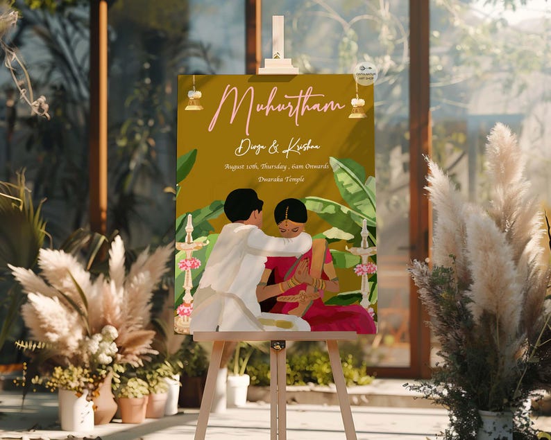 Custom Indian Muhurtham Wedding Invitation | South Indian Couple ...