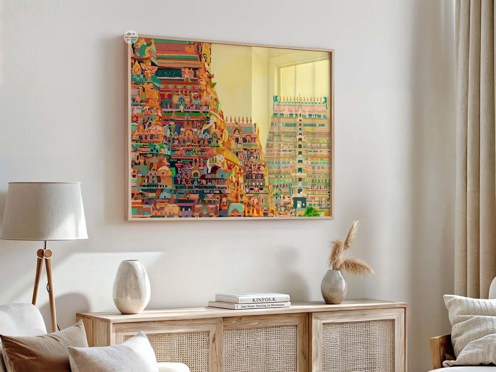 Srirangam Indian Temple Painting , Instant Download, South Indian ...