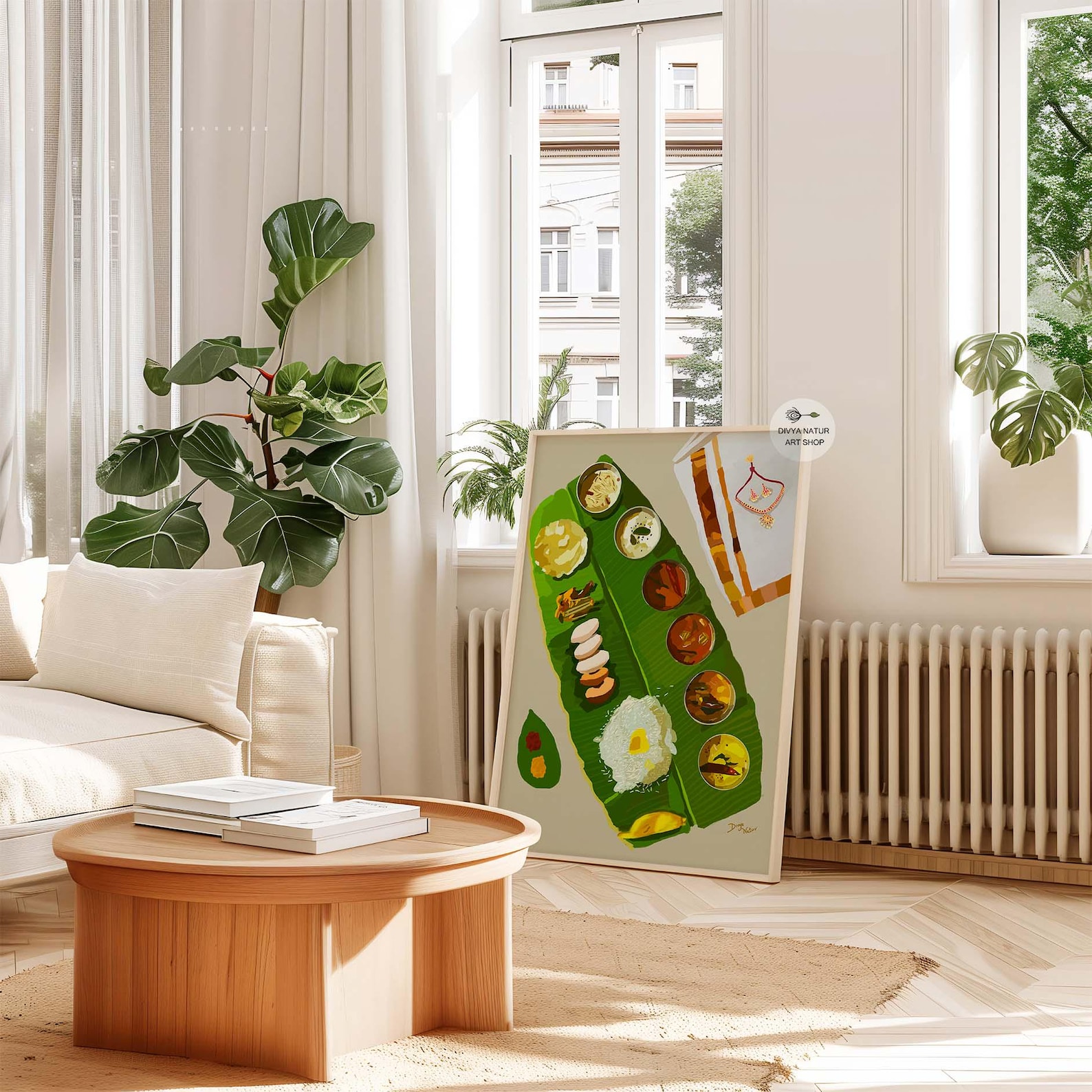 South Indian Food Art Print, Instant Download, Sadhya on Banana Leaf ...