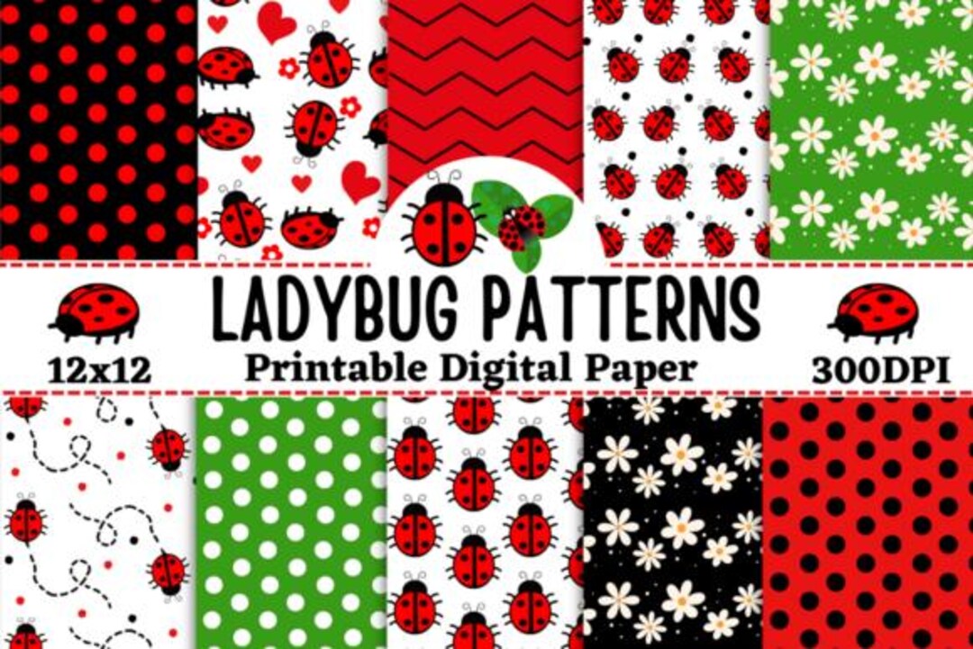 Ladybug Digital Paper Pack, Scrapbook Patterns (digital Download - Etsy