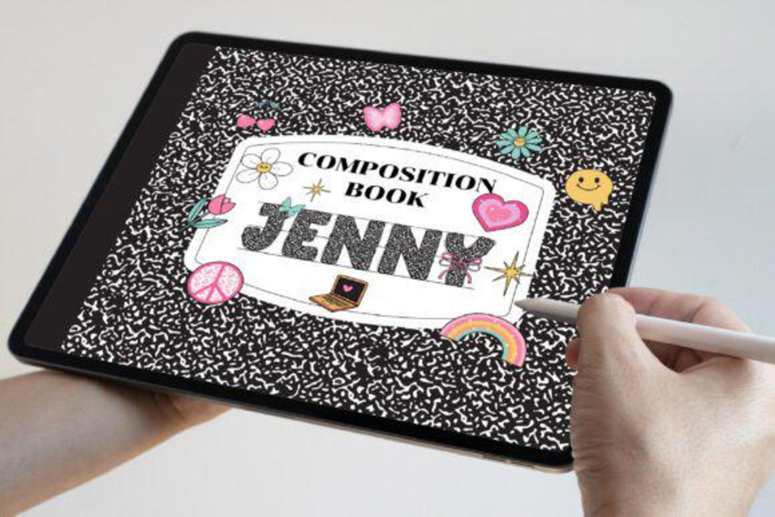 Retro Composition Book Pattern: Seamless Digital Paper (12x12 Inches ...