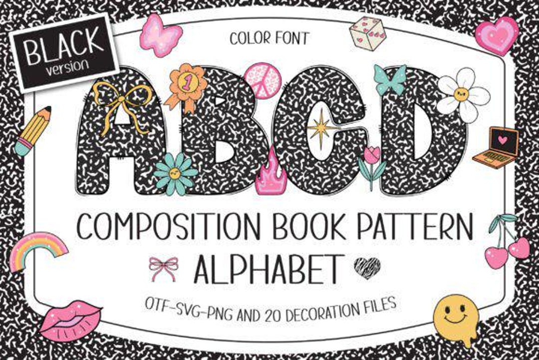 Retro Composition Book Pattern: Seamless Digital Paper (12x12 Inches ...