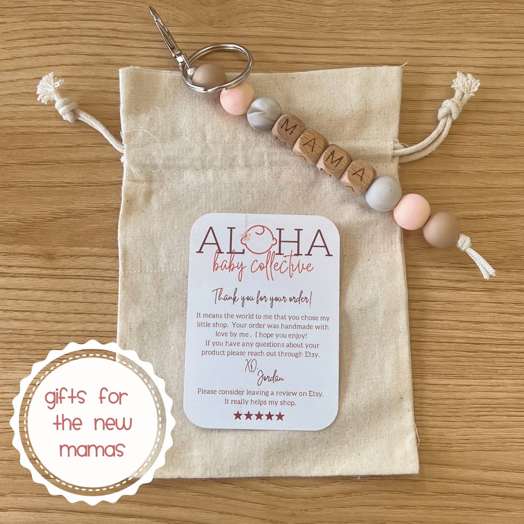 Mama Keychain | Silicone and Wood Beaded Keychain | Boho Accessory ...