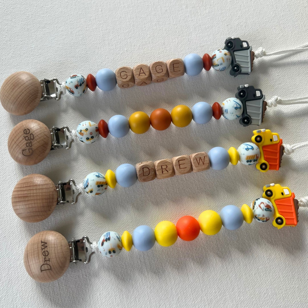 Custom Truck Pacifier Clip | Custom Baby Name Pacifier Clip ...