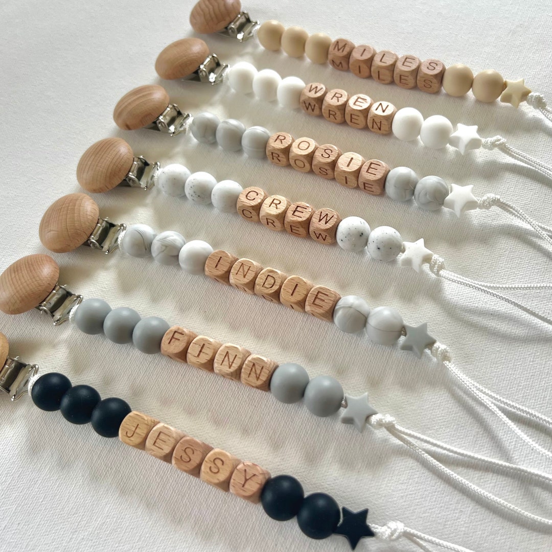 Custom Star Pacifier Clip With Name | Custom Baby Pacifier Clip ...