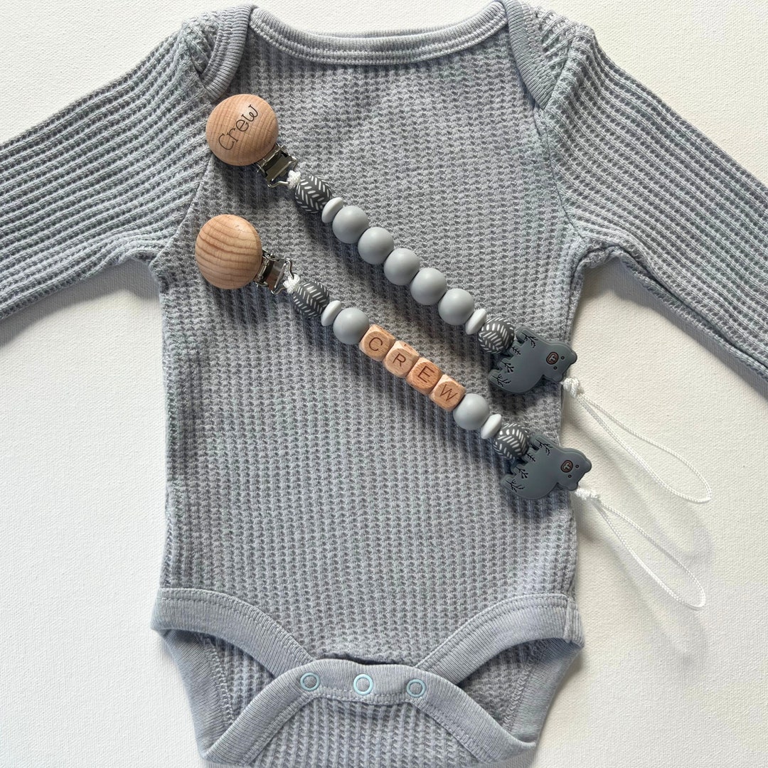 Custom Bear Pacifier Clip Custom Baby Name Pacifier Clip Personalized ...