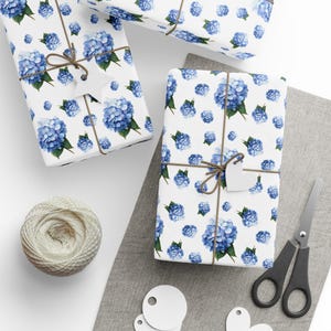 Blue Hydrangeas Gift Wrap, Floral Wrapping Sheets, Gift Packaging ...
