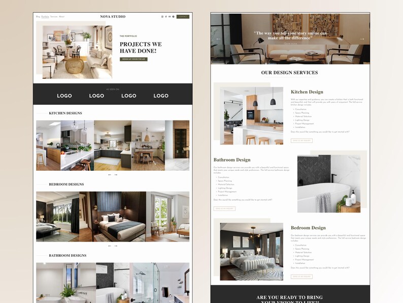 Squarespace Interior Designer Website Template, Modern Interior Website, Elegant and ...