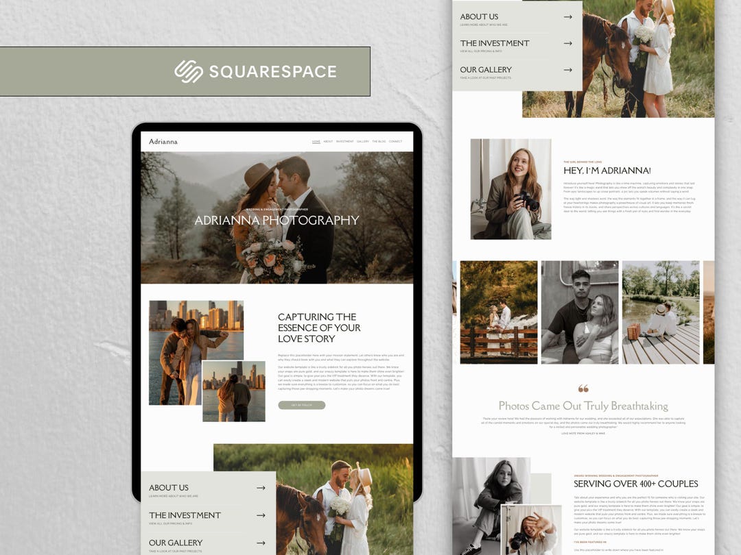 Squarespace Photography Website, Wedding Photographer Website, Luxury ...